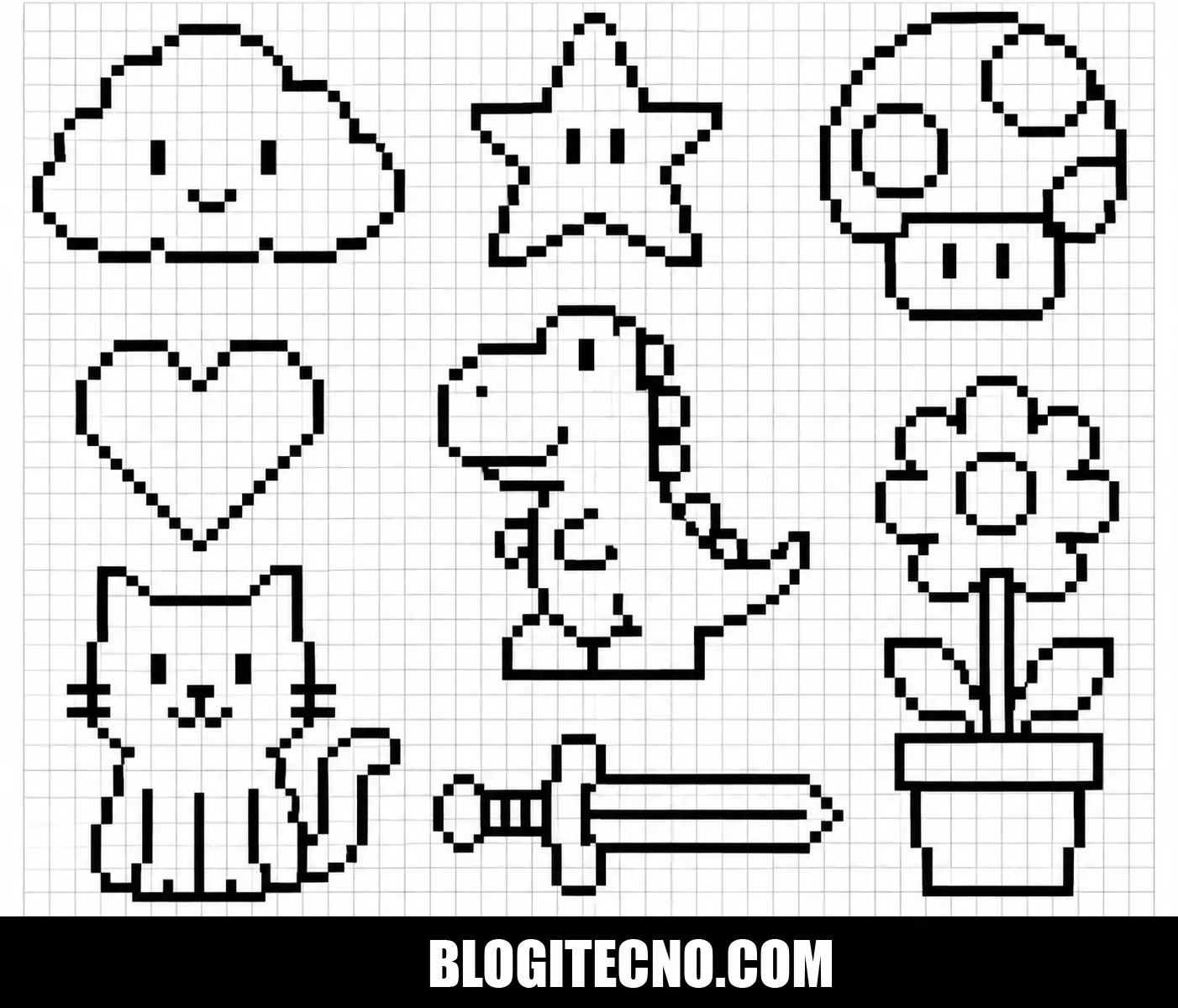 Dibujos Pixelados para Niños: Dibujos de Cuadritos Bonitos y Fáciles ...